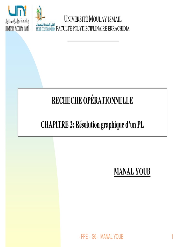 CHAPITRE 2 Résolution Graphique D'un PL | PDF