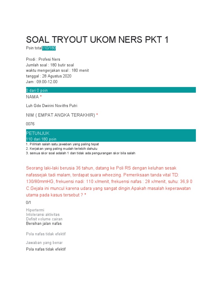 Soal Tryout Ukom Ners | PDF