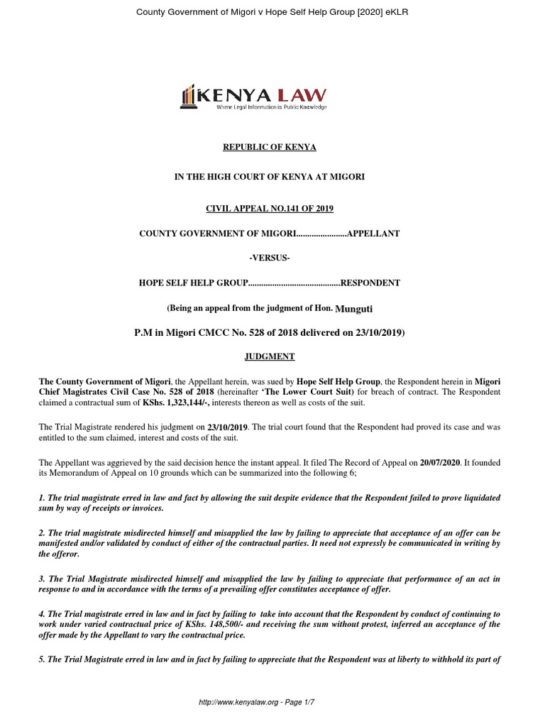Civil Appeal 141 of 2019 | PDF | Lawsuit | Appeal