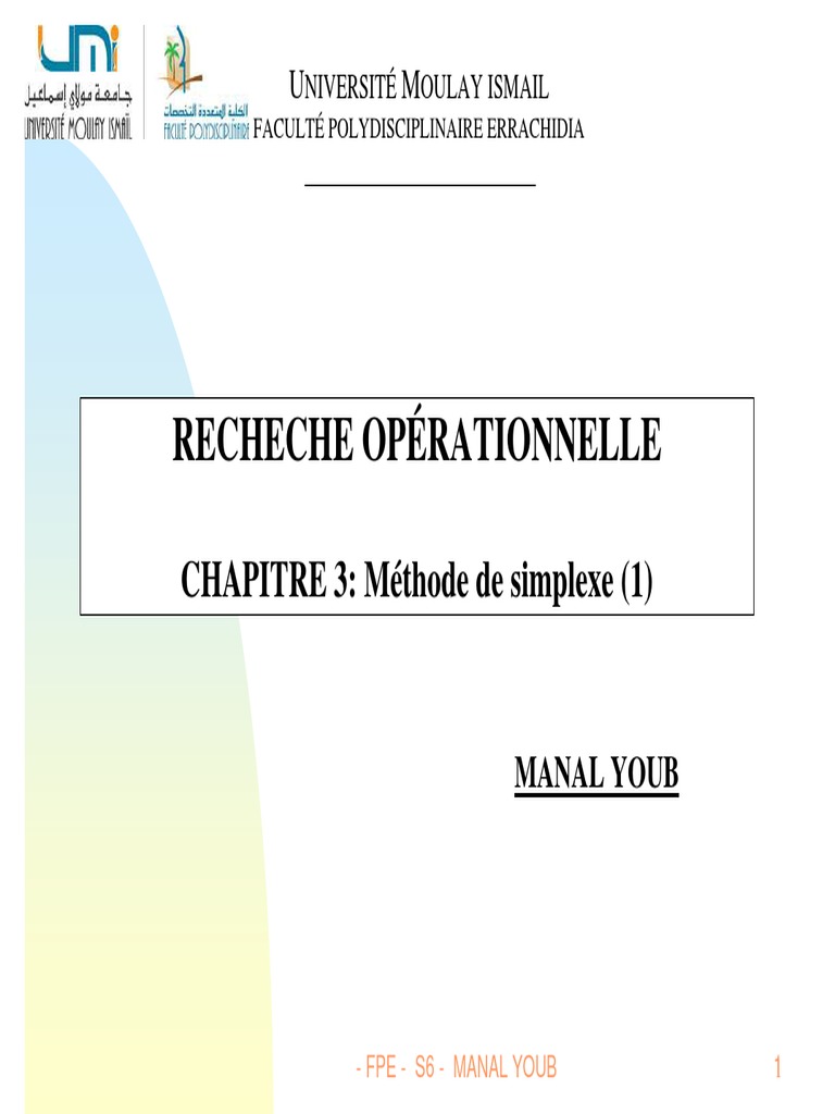 CHAPITRE 3 Méthode de Simplexe | PDF | Optimisation mathématique | Algorithmes