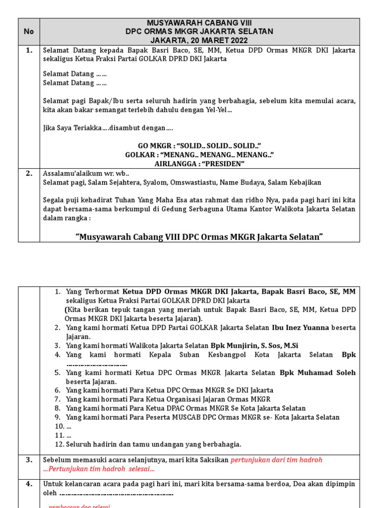 Contoh Cue Card MC | PDF