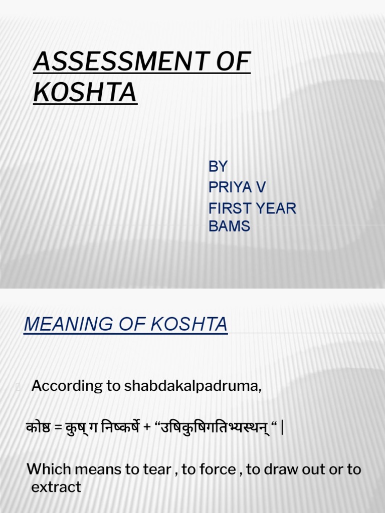 Assessment of Koshta | PDF | Self-Improvement | Wellness
