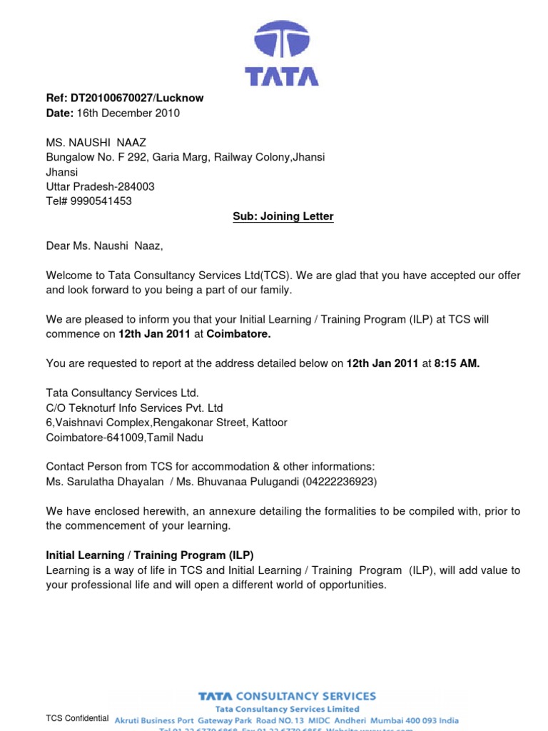 DT20100670027 Joining Letter | PDF | Business