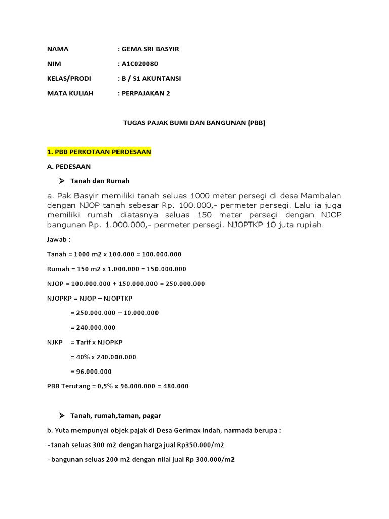 PBB PERKEBUNAN | PDF