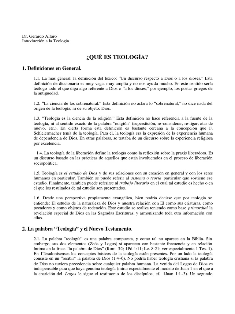 Definición y Concepto de Teología | PDF | Teología | Dios
