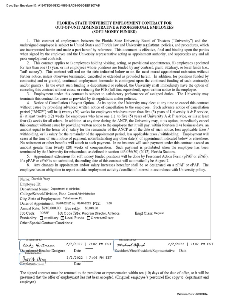 Yray, Darrick - A P Contract | PDF | Employment | Salary