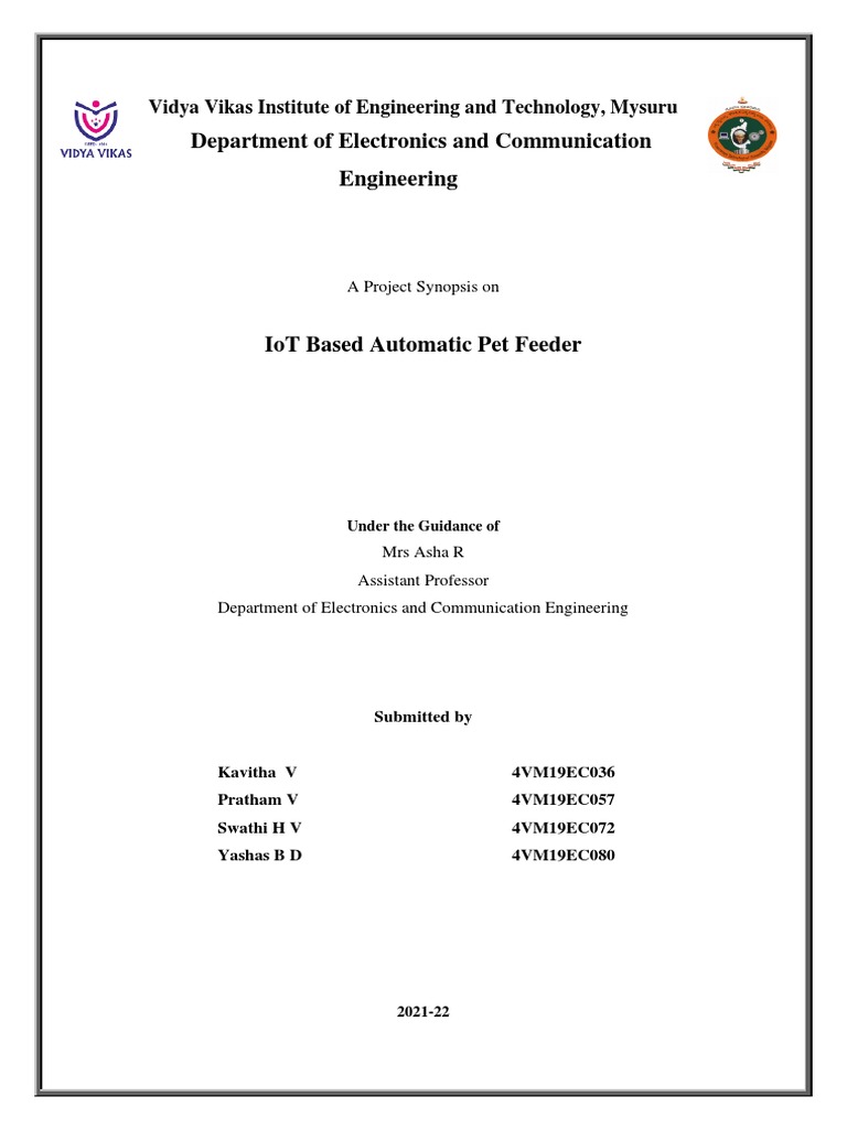 IoT Based Pet Feeder - Synopsis | PDF | Electric Motor | Internet Of Things