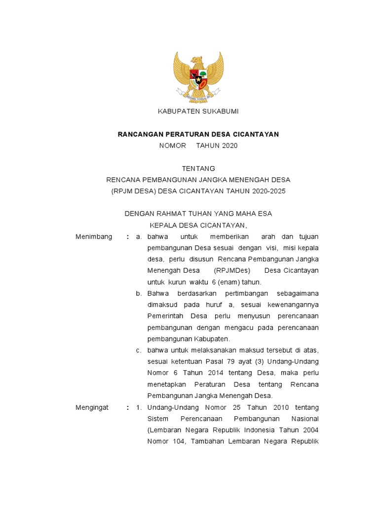 Perdes Rpjmdes 2020 | PDF