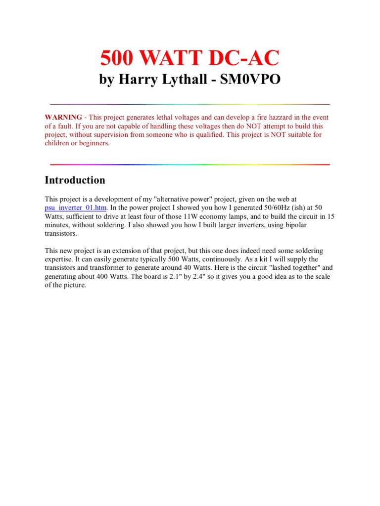 500 Watt DC | PDF | Power Inverter | Operational Amplifier