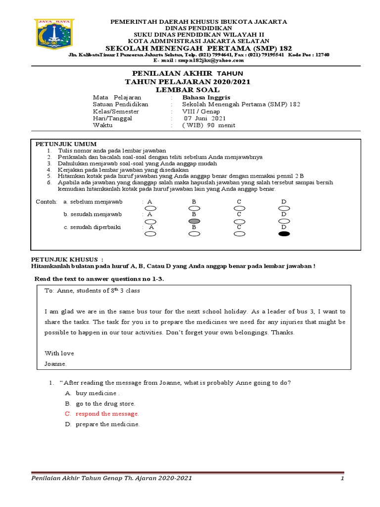 Soal Pat Genap Bahasa Inggris KLS 8 | PDF | Seni & Disiplin Bahasa