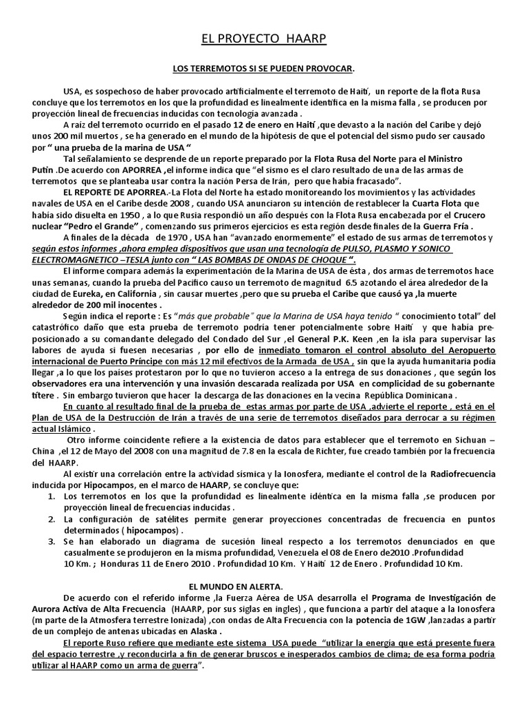 El Proyecto Haarp | PDF | Temblores | Tierra