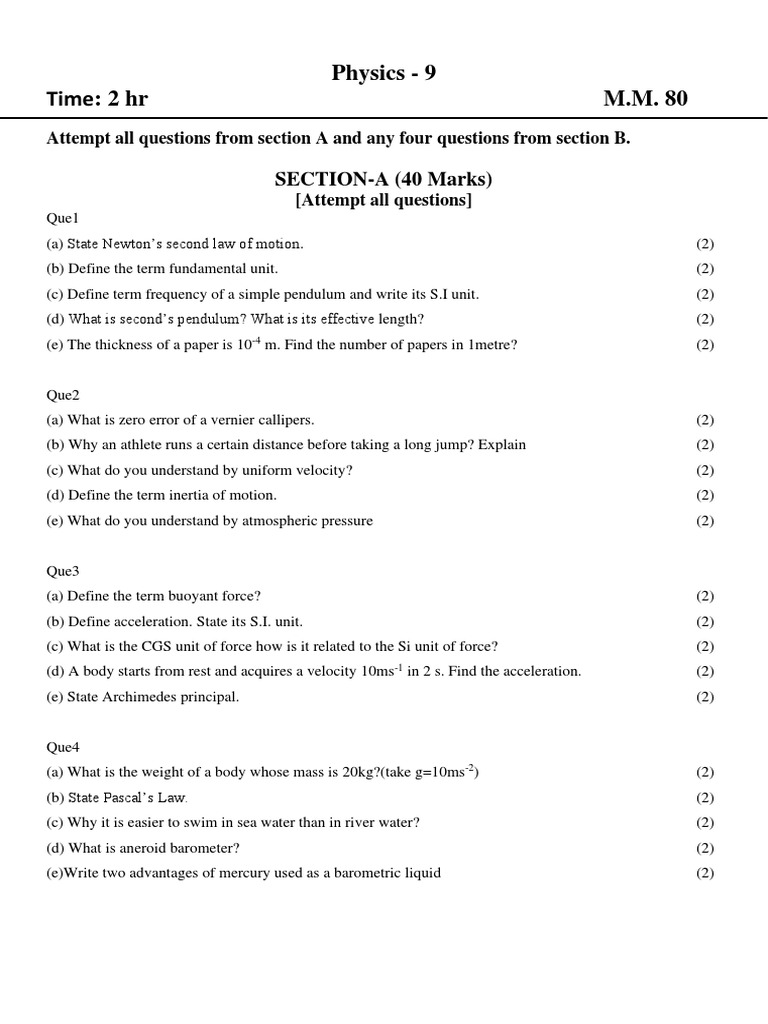 Class 9 Physics | PDF