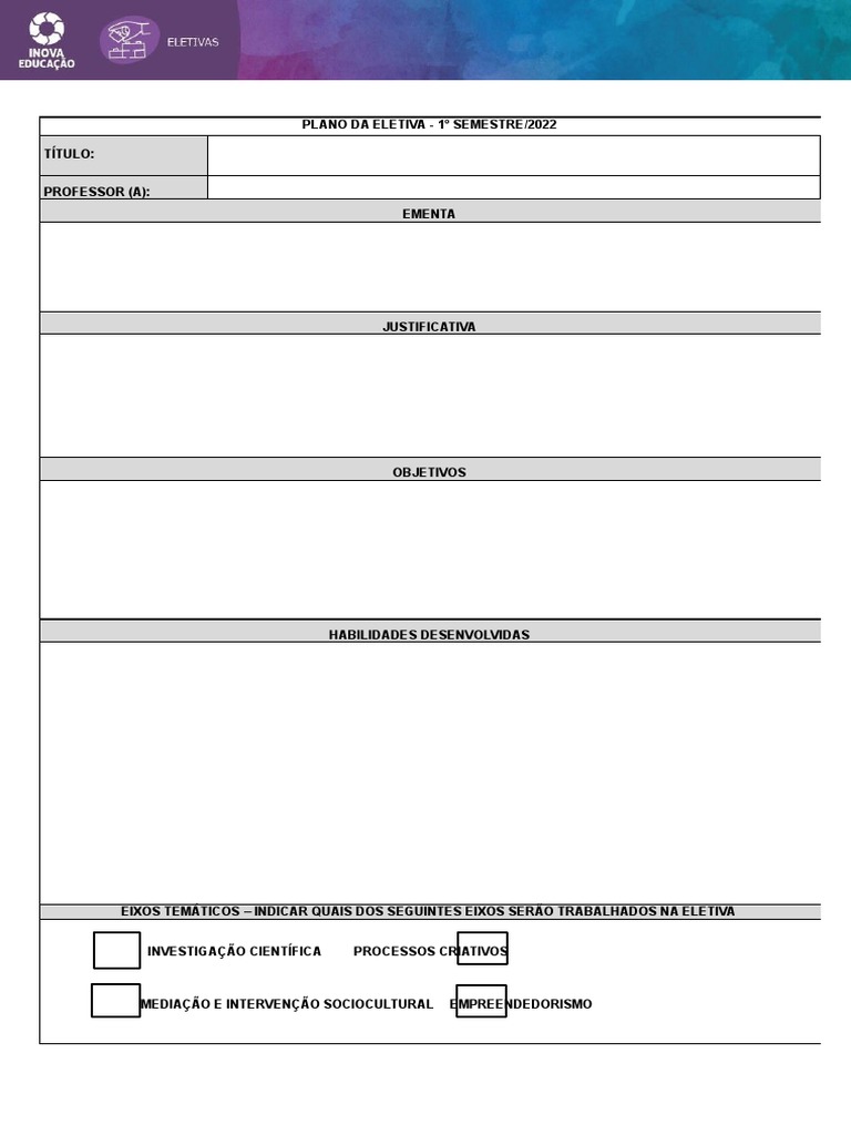 Modelo Ementa Eletiva | PDF