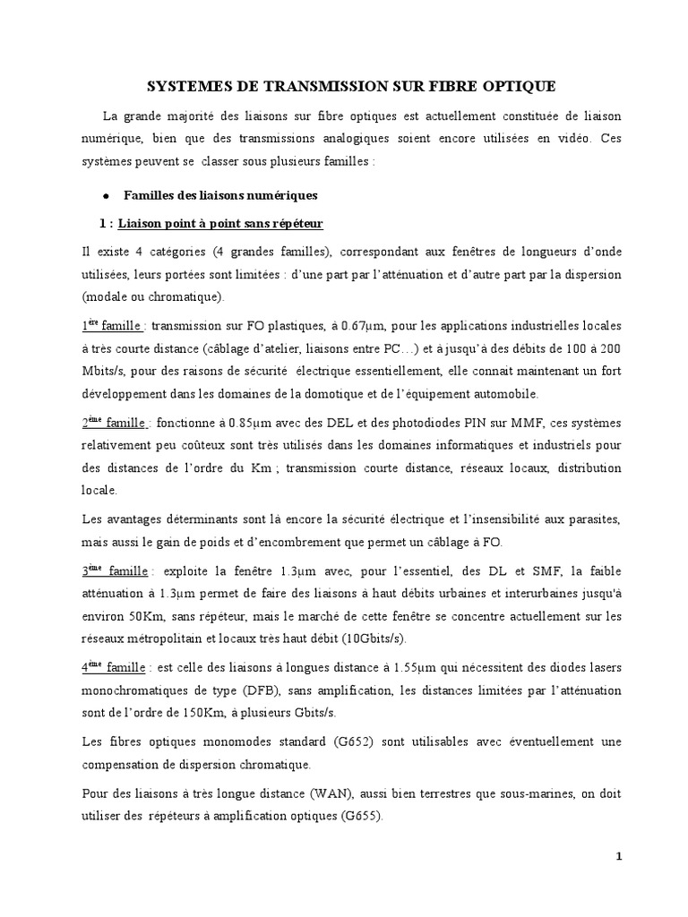Systemes de Transmission Sur Fibre Optique | Download Free PDF | Multiplexage en longueur d'onde ...