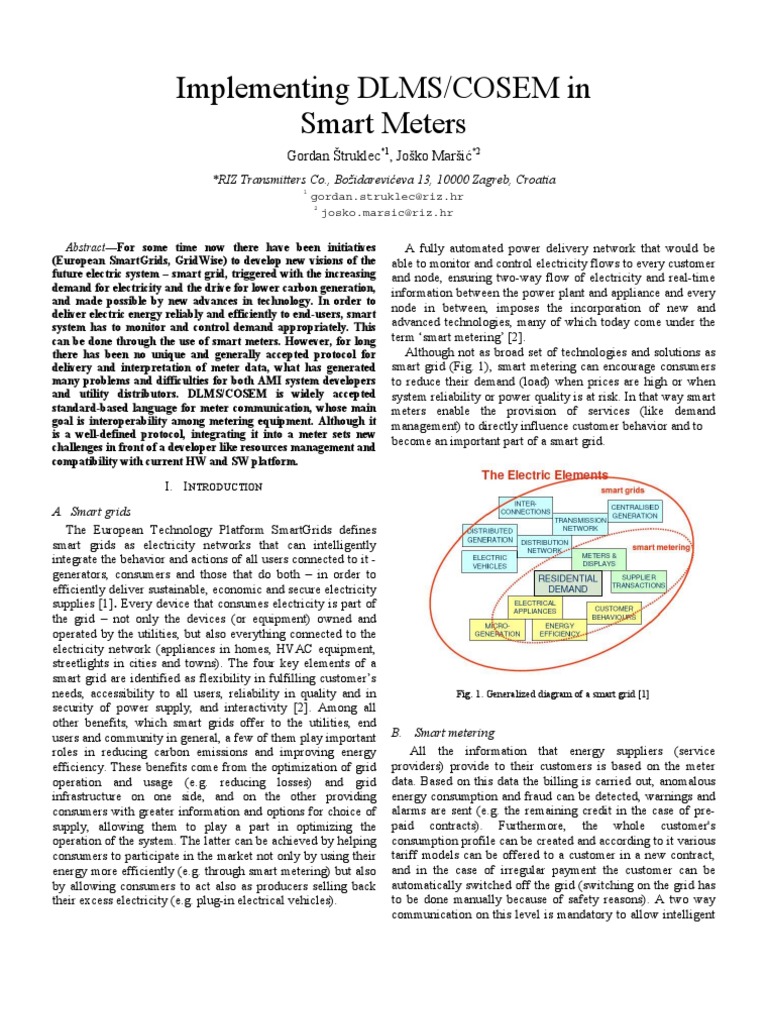 DLMS/COSEM Implementation in Smart Meters | PDF | Smart Grid ...