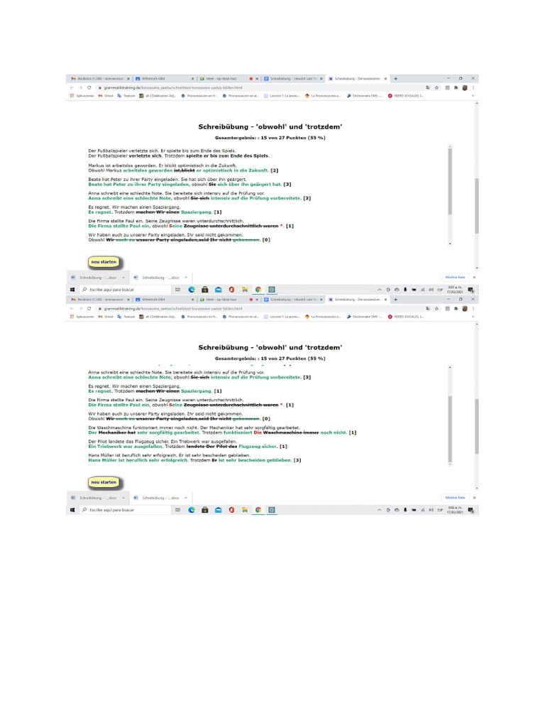 Schreibübung - 'Obwohl' Und 'Trotzdem' | PDF