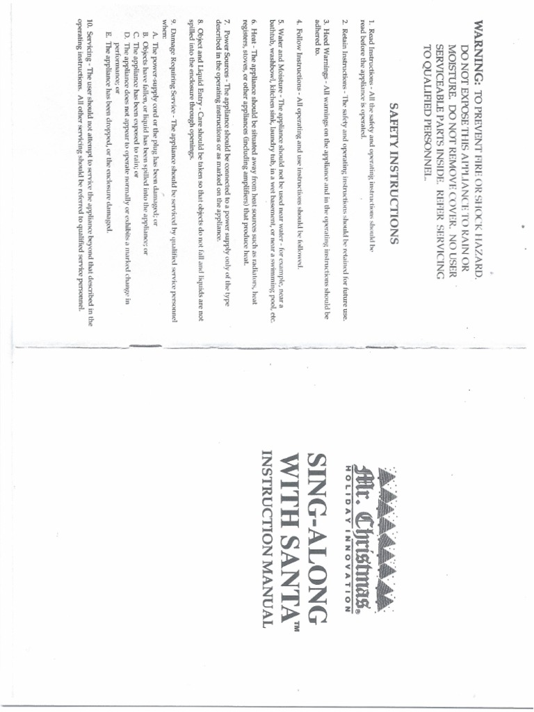 MR Christmas Sing Along With Santa User Manual | PDF