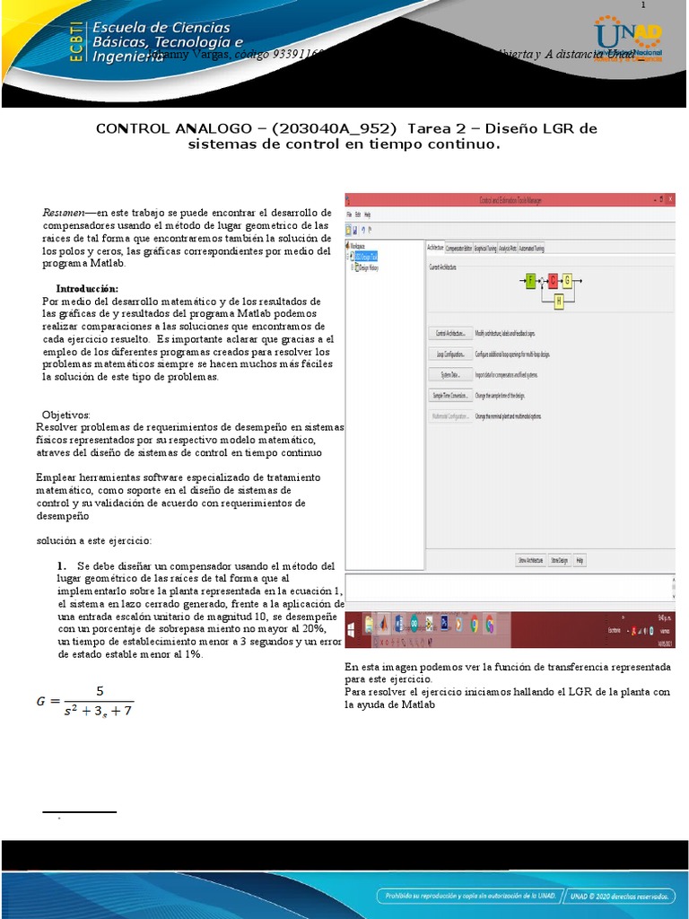 Tarea2 Johanny Vargas 6 | PDF | Ecuaciones | Sistema de control