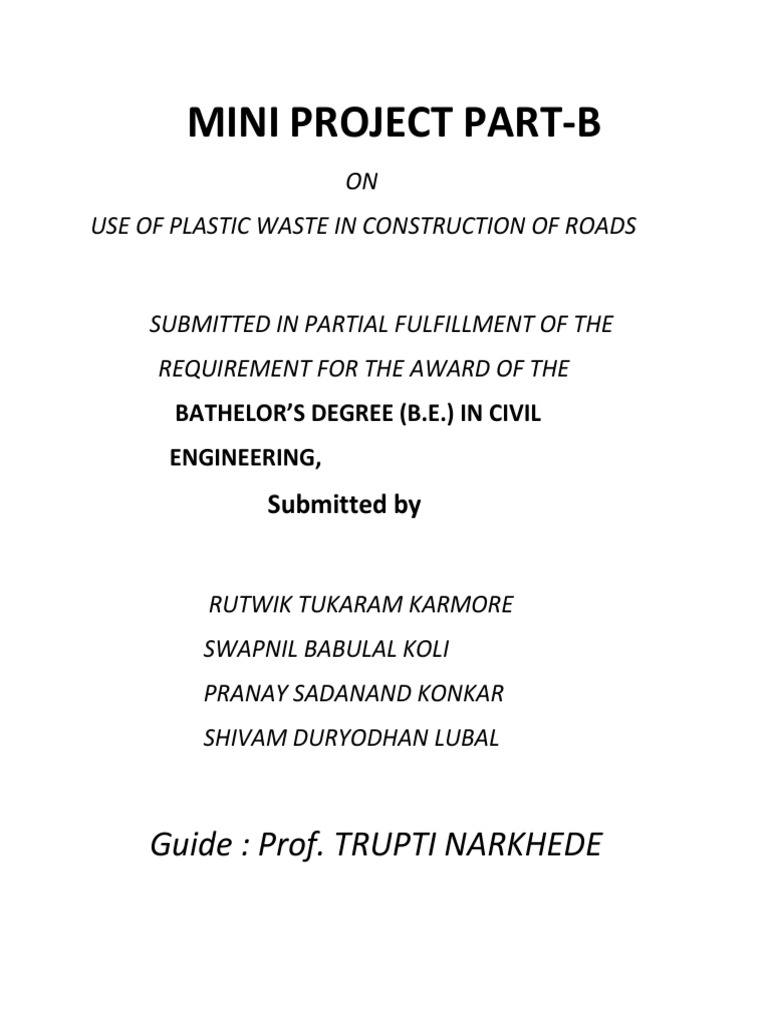 Capstone Project Report Sample | PDF | Concrete | Plastic
