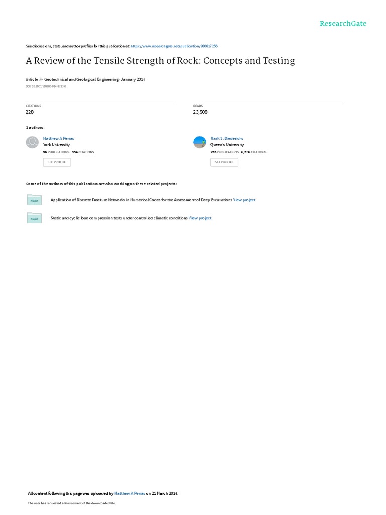 A Rev of The Tensile Strength of Rock - Concepts and Testing-Perras y ...