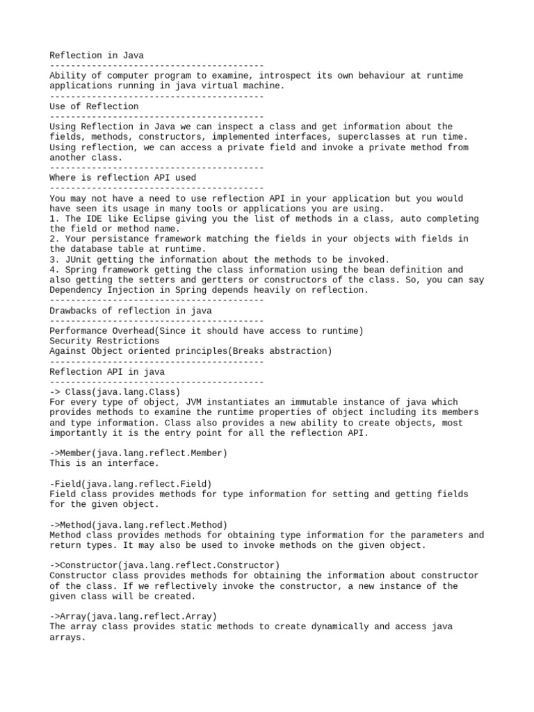 Reflection Java Runtime Pdf Constructor Object Oriented