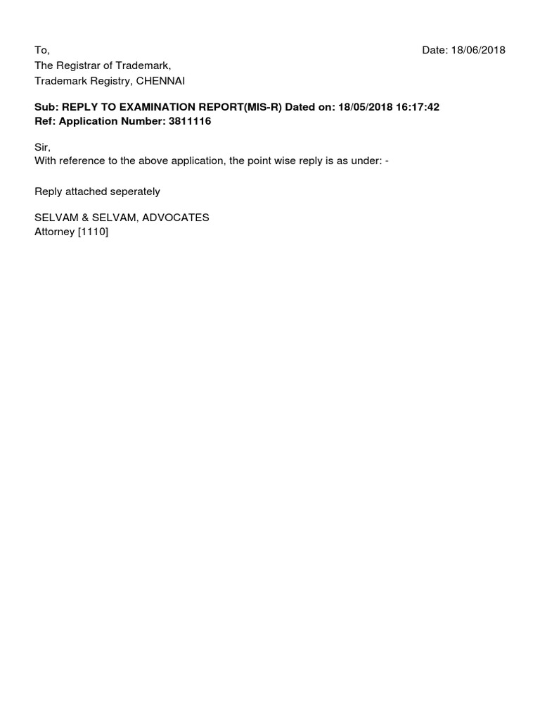 Reply to Examination Report Regarding Trademark Application for 'XCHANGE' Device Mark | PDF ...