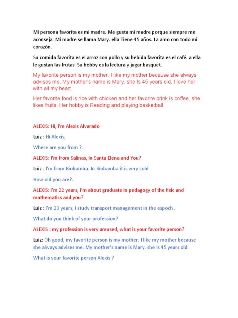 Mi Persona Favorita Es Mi Madre | PDF