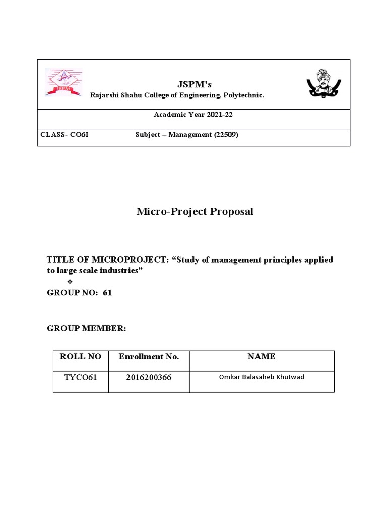 Micro-Project Proposal: JSPM's | PDF | Cognition