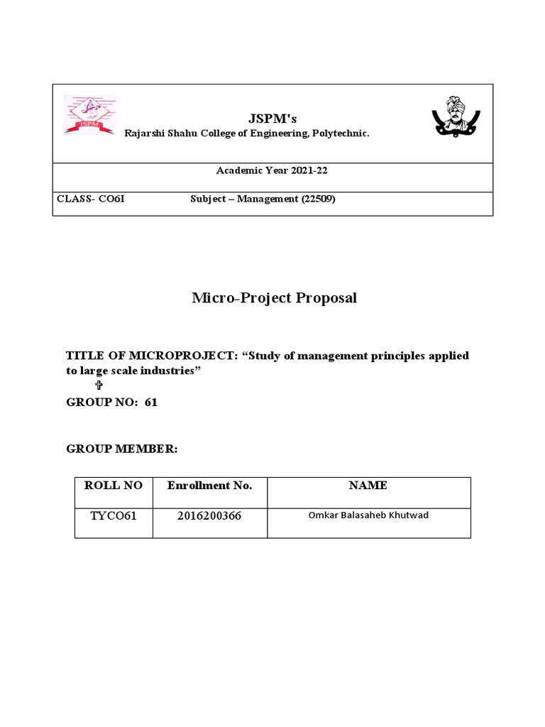 Micro-Project Proposal: JSPM's | PDF | Cognition