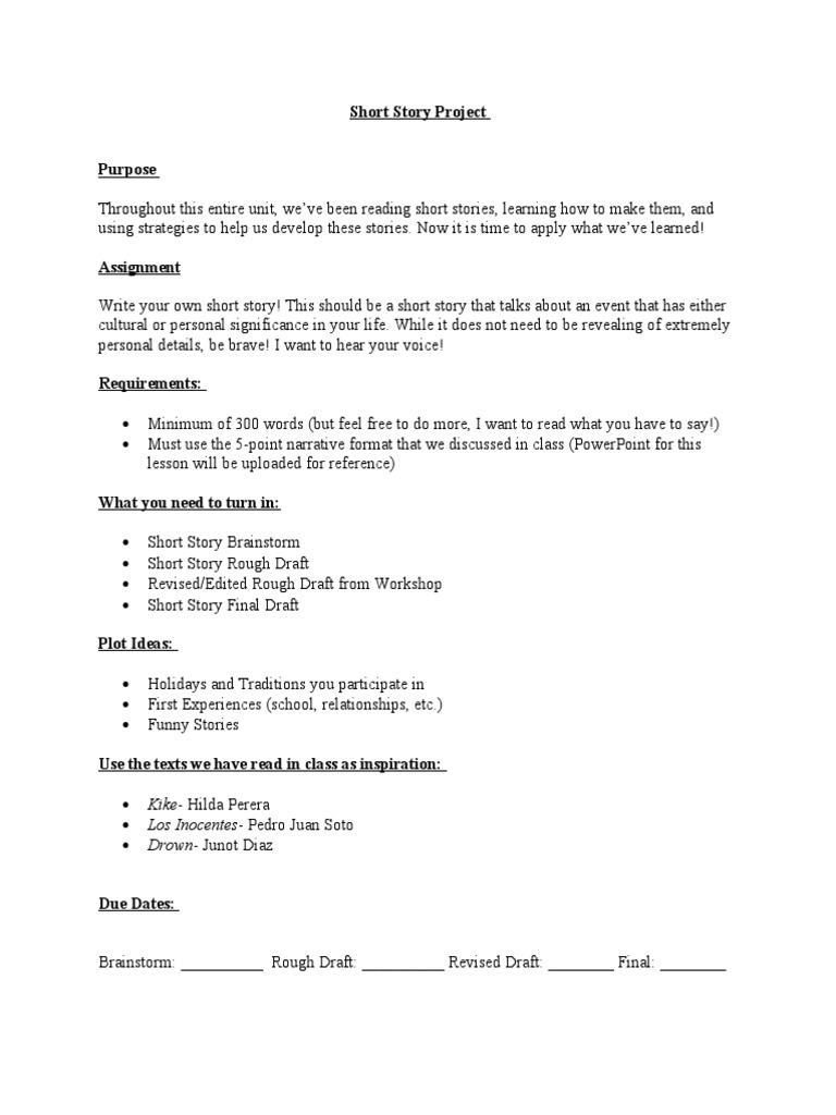 Short Story Project | PDF