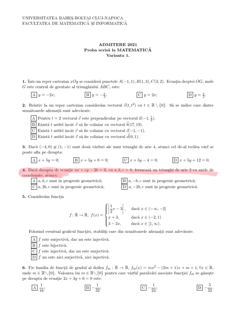 Matematica Romana - UBB 21 BPDF | PDF