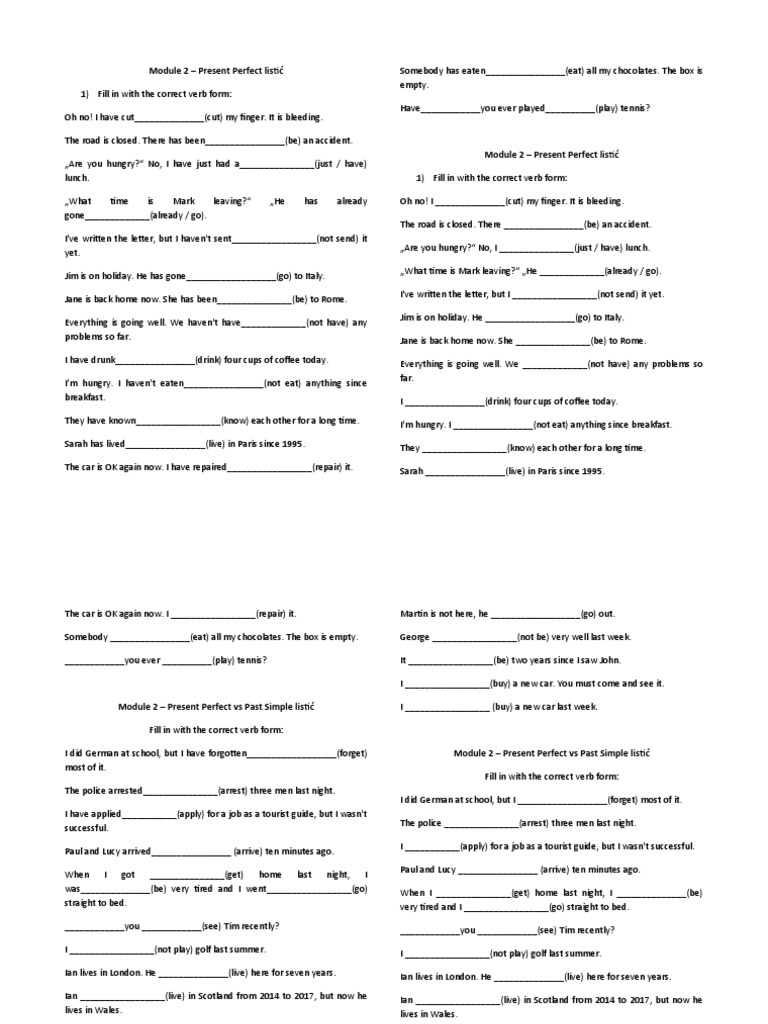 Module 5 - Grammar - Present Perfect and Past Simple | PDF