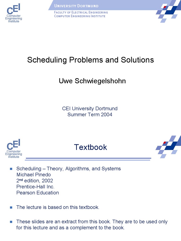 Scheduling Problems and Solutions: Uwe Schwiegelshohn | PDF | Time ...