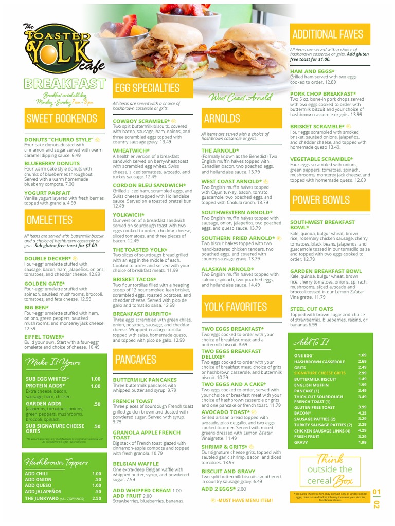 Toasted Yolk Menu Updated Dec 11 | PDF | Sausage | Salad