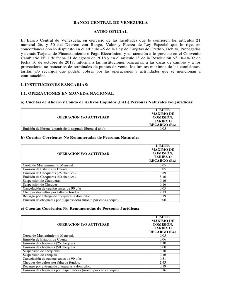 BCV Tarifario Mayo 2022 | PDF | Tarjeta de débito | Tarjeta de crédito