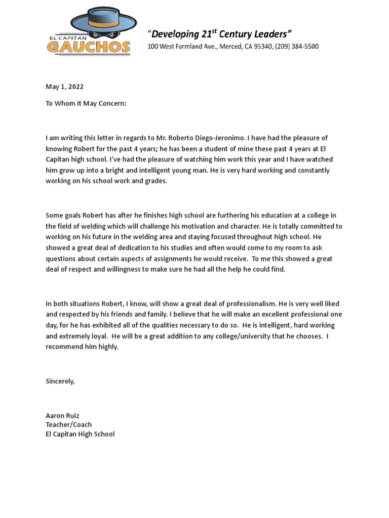 Roberto Diego-Jeronimo-Echs Letter of Rec 1 | PDF