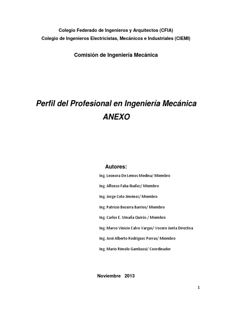 Perfil Ingeniero Mecánico - 1 | PDF | Ingeniería | Ingeniería mecánica