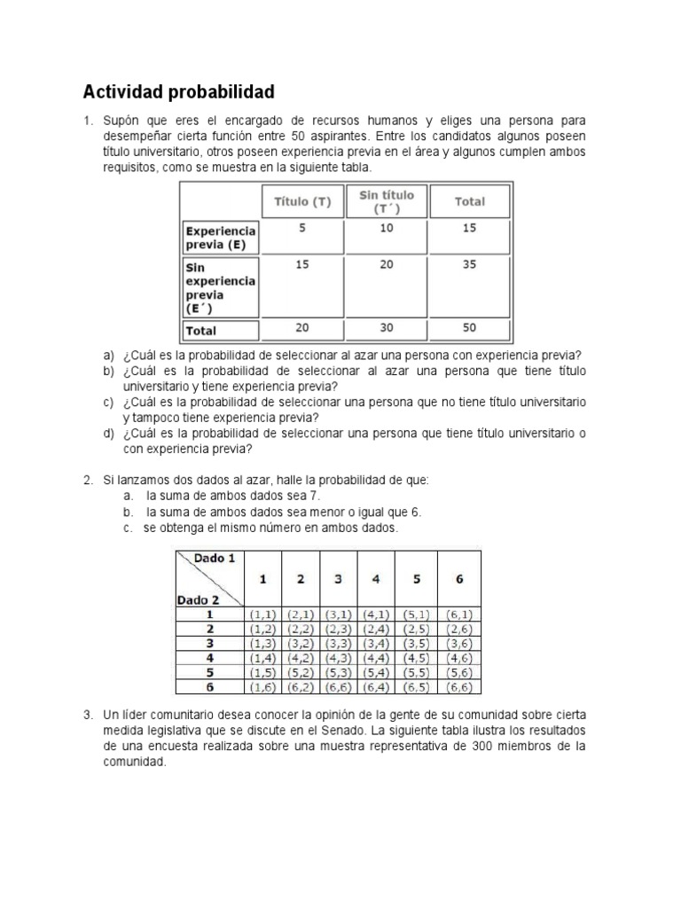 Actividad Probabilidad | PDF | Probabilidad