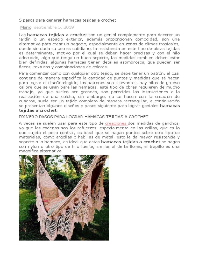 Elaboramos Nuestra Hamaca | PDF | Tejer | Nudo