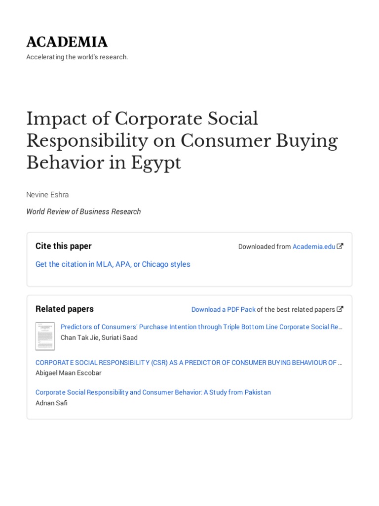 CSR and Consumer Behavior | PDF | Corporate Social Responsibility ...