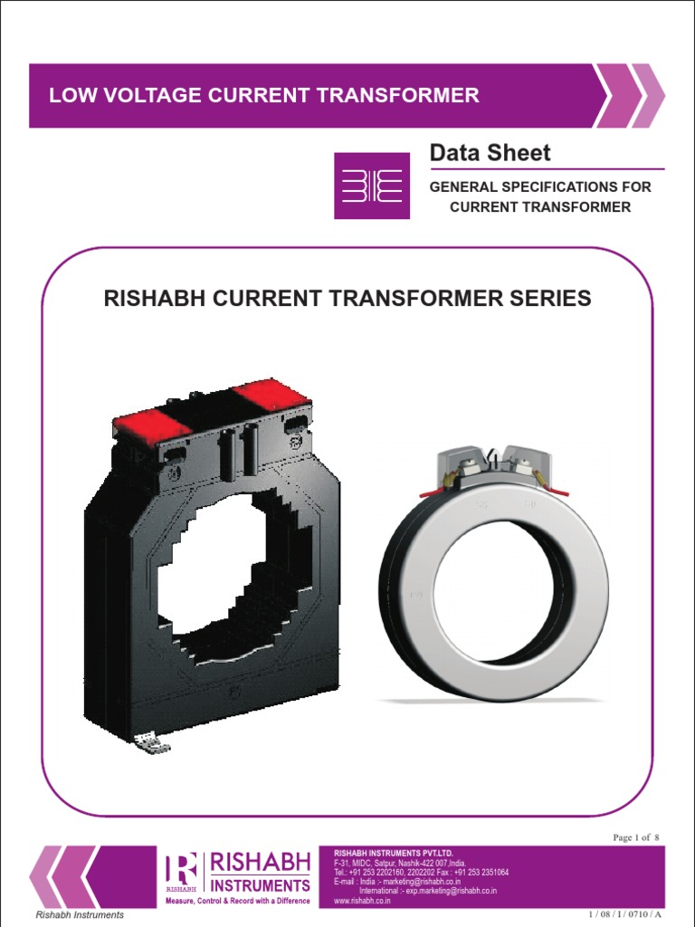 Low Voltage Current Transformer Specs | PDF | Transformer | Electric Power