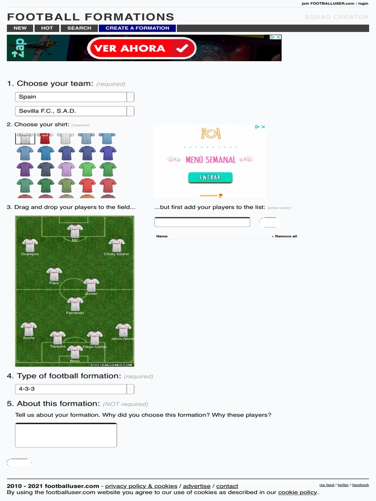 Football Formation Creator | PDF