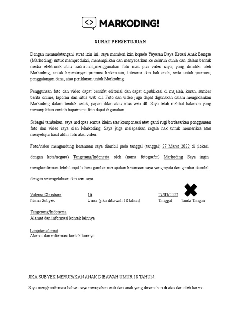 CONTOH - Consent Form Template | PDF