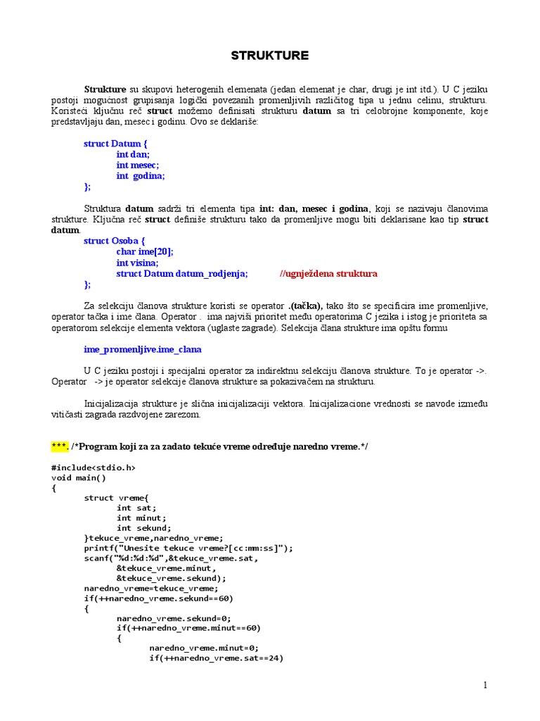 Vezba 7 - Strukture | PDF