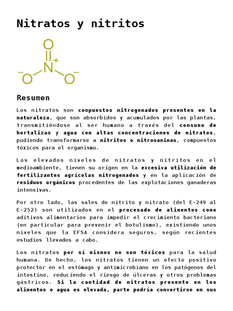 Nitratos y Nitritos | PDF