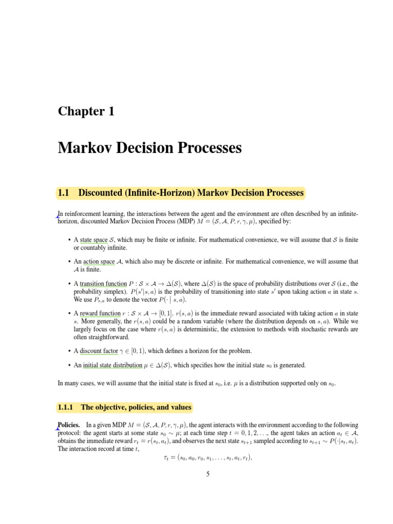 1.1 Discounted (Infinite-Horizon) Markov Decision Processes | PDF | Time Complexity | Linear ...