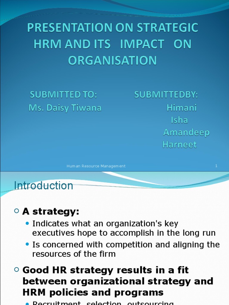 Strategic HRM | PDF | Human Resource Management | Strategic Management