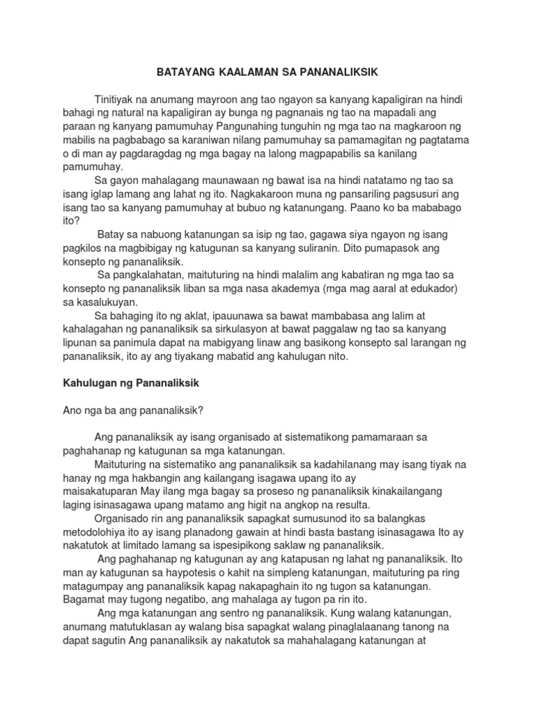 Batayang Kaalaman Sa Pananaliksik | PDF