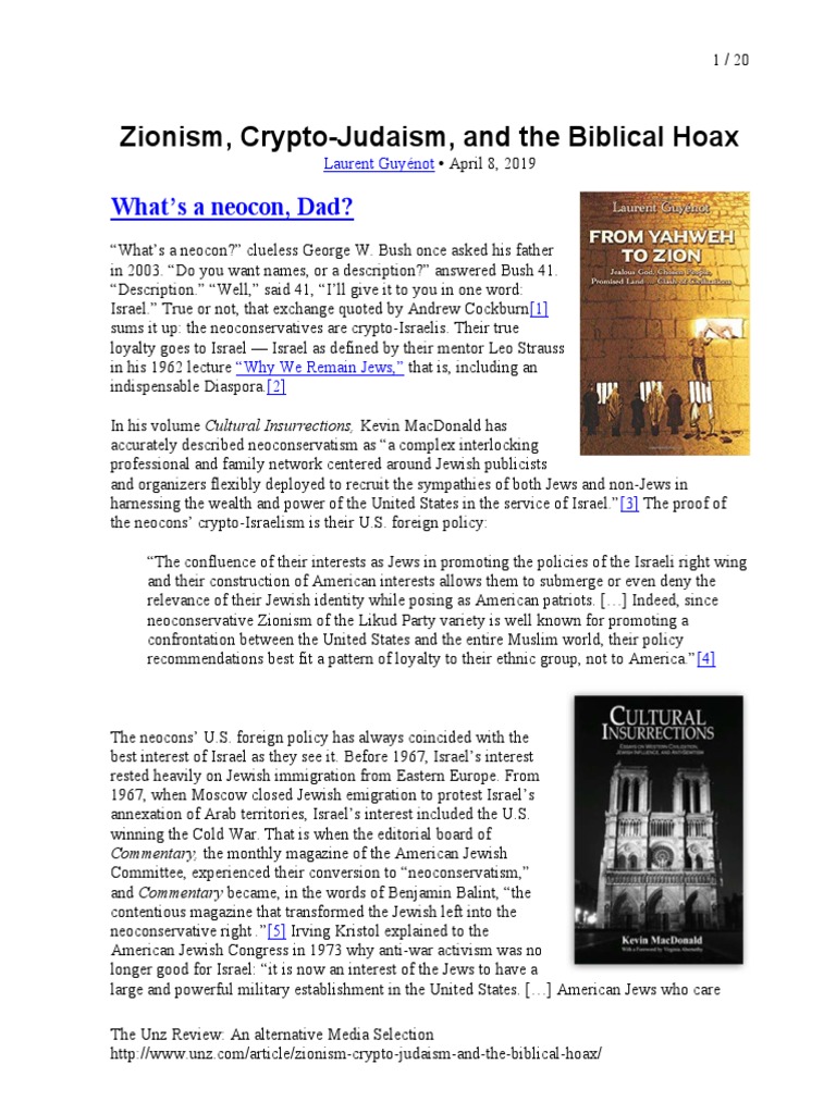 Zionism Crypto Judaism & Biblical Hoax | PDF | Zionism | Neoconservatism