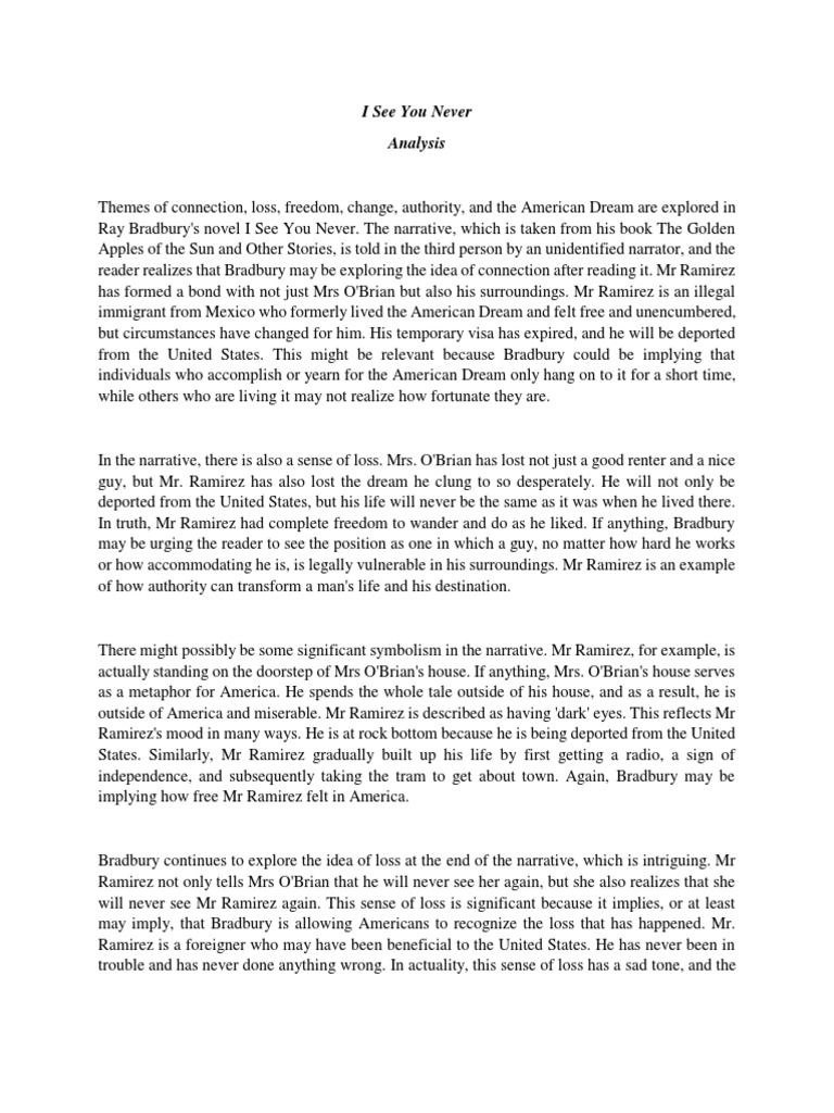 Exploring Themes of Connection, Loss, Freedom and Authority in Bradbury ...